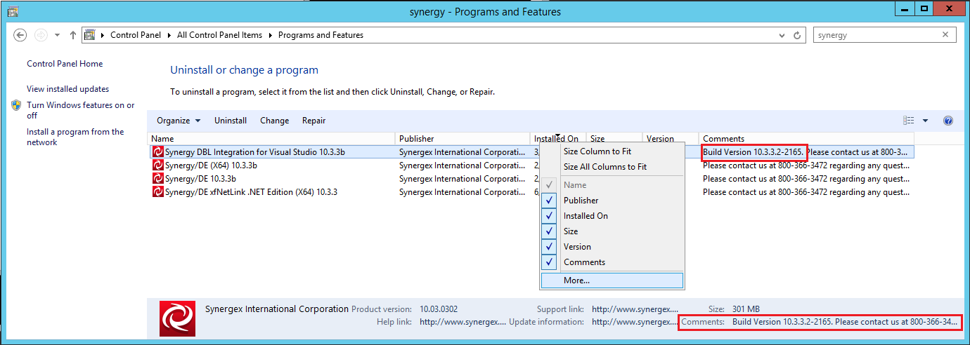 Showing how to see the SDI Version from Programs and Features (appwiz.cpl)